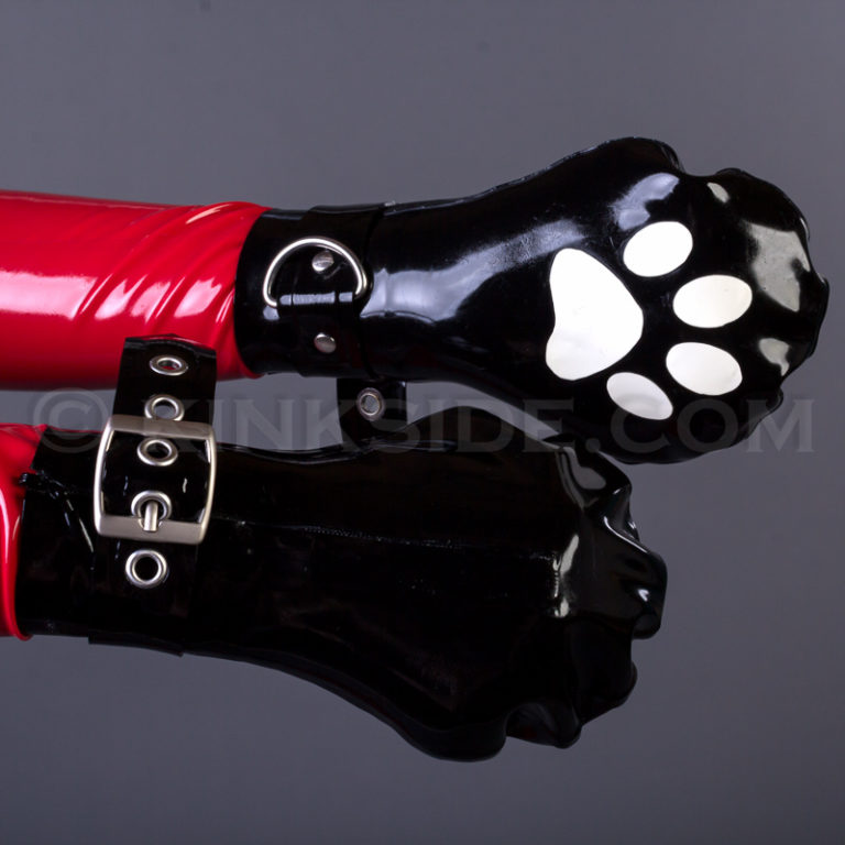 Latex cat paw bondage mittens - KINKSIDE